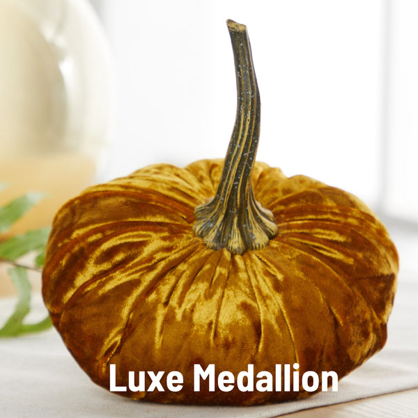 Velvet Pumpkins, Luxe Medallion Gold Pumpkin - TheHolidayBarn.com