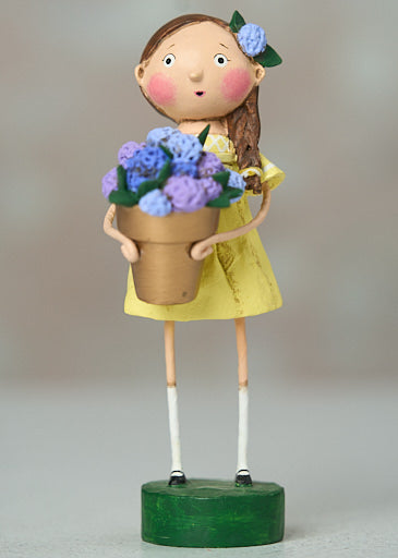 Lori Mitchell Harriet's Hydrangeas Figurine - Girl with Pot of Flowers - TheHolidayBarn.com