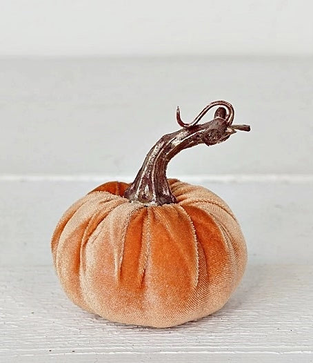 Soft Orange Velvet Pumpkin - TheHolidayBarn.com