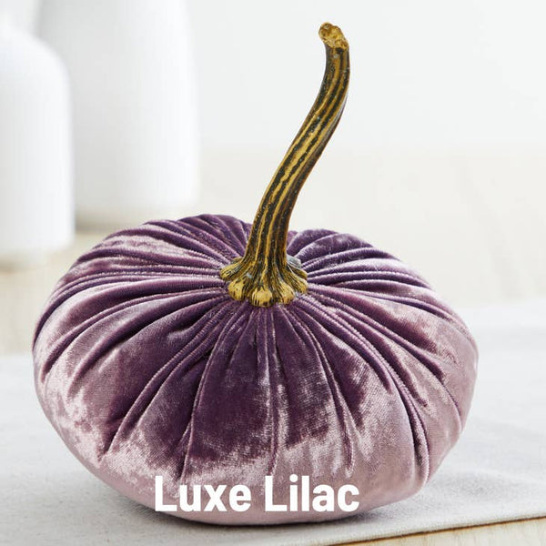 Velvet Pumpkins, Light Purple - Luxe Lilac Velvet Pumpkin - TheHolidayBarn.com
