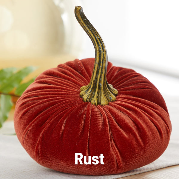 Velvet Pumpkins - Rust | Made in the USA - TheHolidayBarn.com
