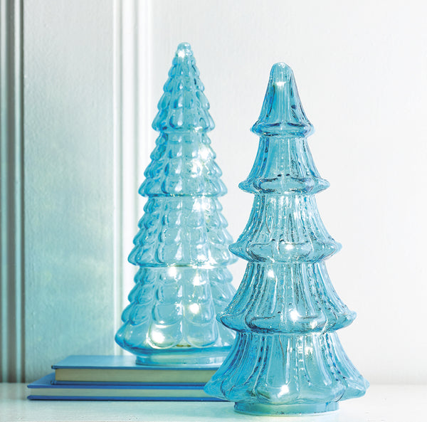 Blue Glass Trees | Aqua Christmas Decorations - TheHolidayBarn.com
