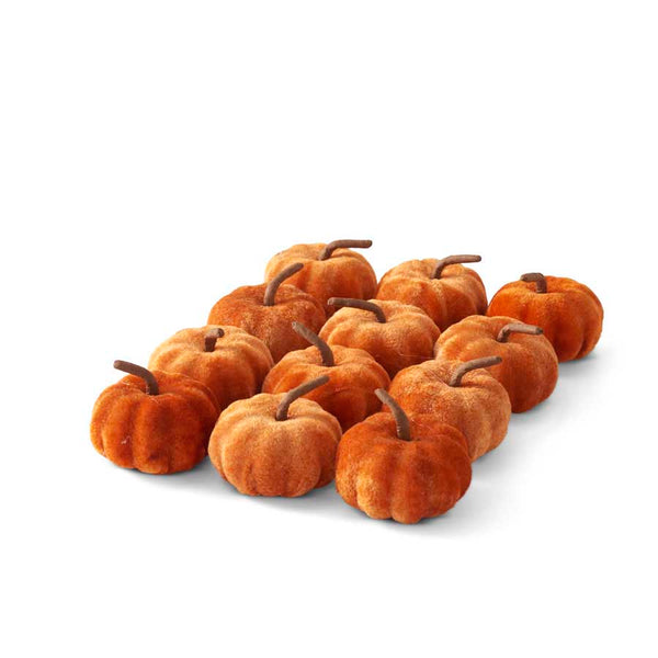 Little Orange Velvet Pumpkins - TheHolidayBarn.com
