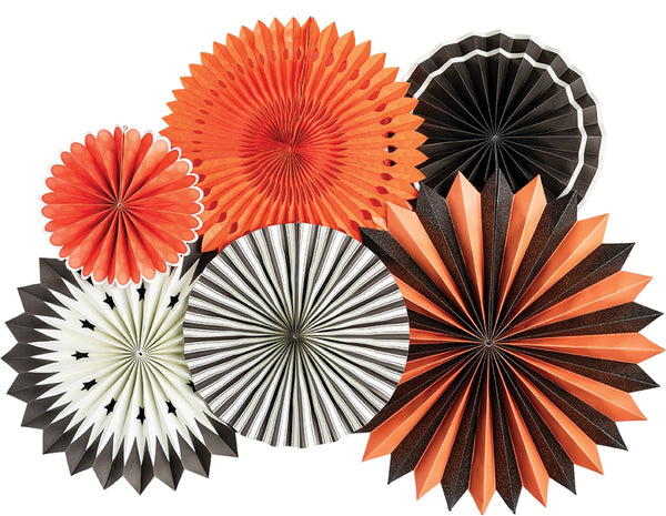 Halloween Party Rosettes | Black, White & Orange Party Fans ...