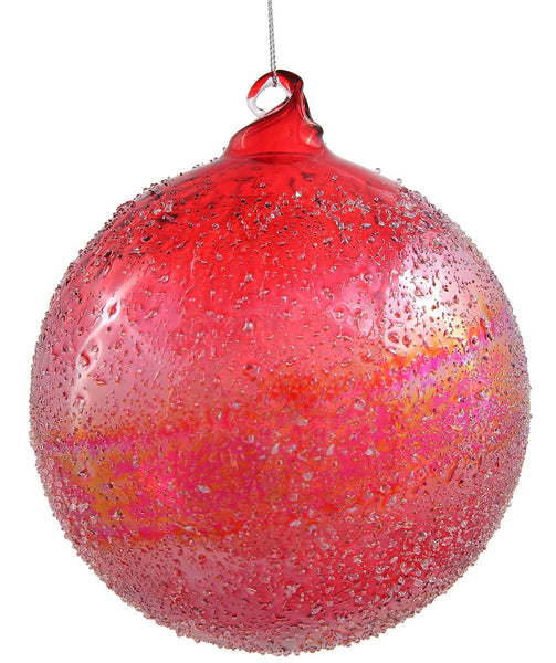 Jim Marvin Red Beaded Glass Ball Ornaments - TheHolidayBarn.com