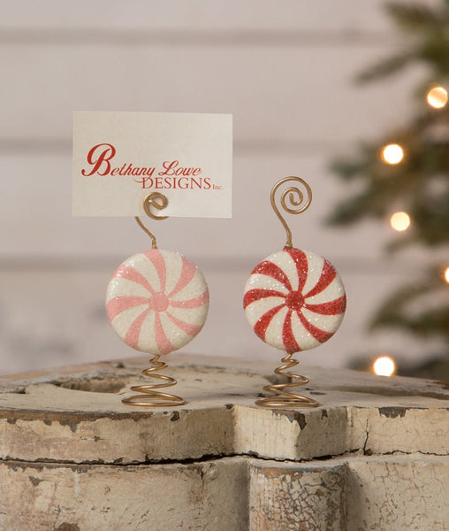Peppermint Candy Placecard Holders, Pink & Red - TheHolidayBarn.com
