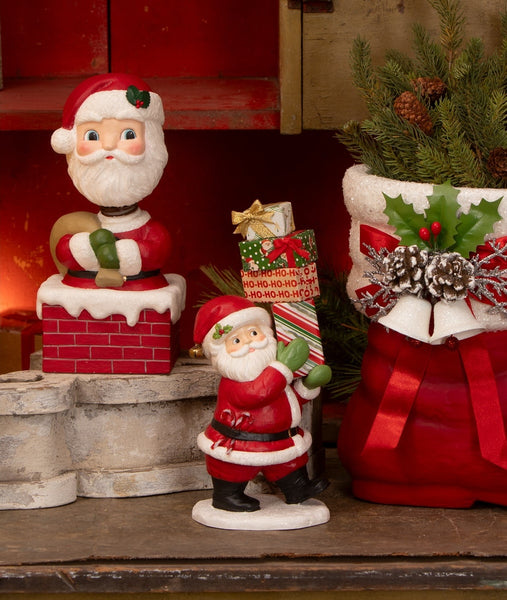 Santa Claus Bobble Head in Chimney | Retro Christmas Decorations ...
