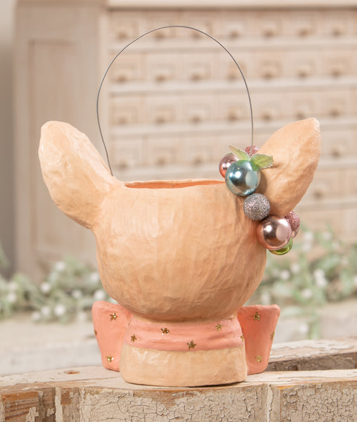 Pastel Fawnie Bucket - Retro Pink Deer Bucket | Bethany Lowe Christmas ...