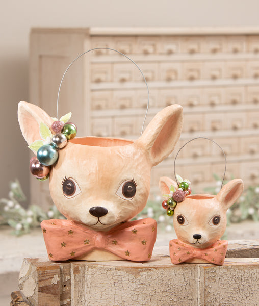 Pastel Fawnie Bucket - Retro Pink Deer Bucket | Bethany Lowe Christmas ...