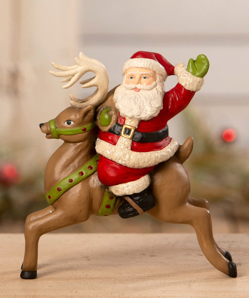 Retro Santa Riding Reindeer | Retro Christmas Decorations ...
