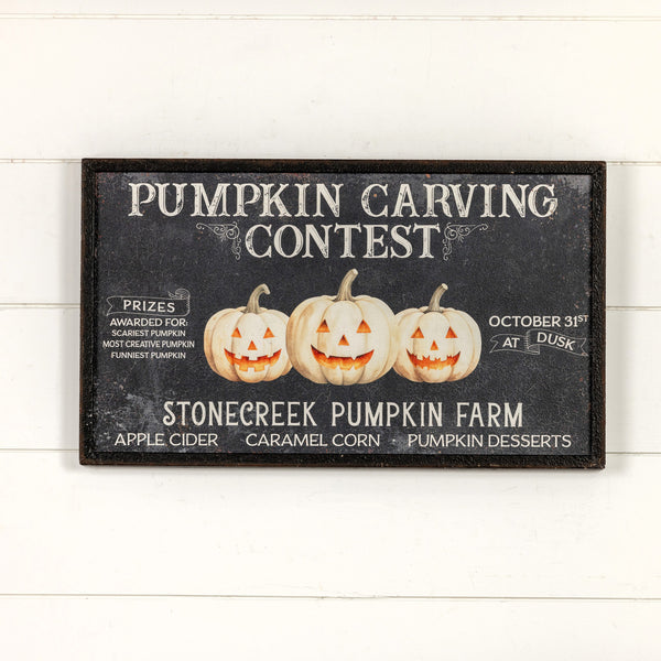 Pumpkin Carving Contest Sign | Vintage Halloween Decor - TheHolidayBarn.com