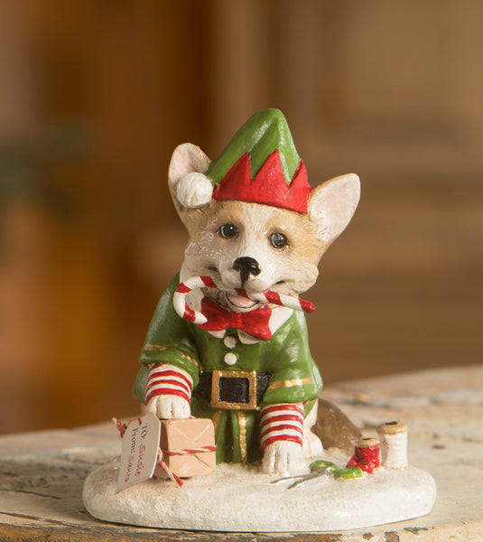 Wrapping it Up Corgie | Dog Dressed Up in Elf Costume Figurine ...