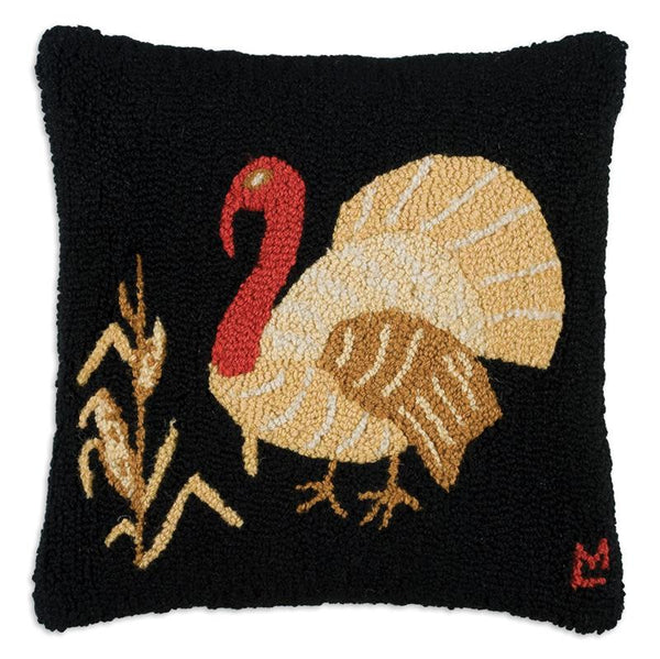 Thanksgiving Turkey Hooked Pillow - TheHolidayBarn.com