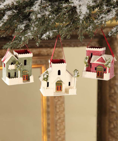Christmas House Bucket Ornaments - TheHolidayBarn.com