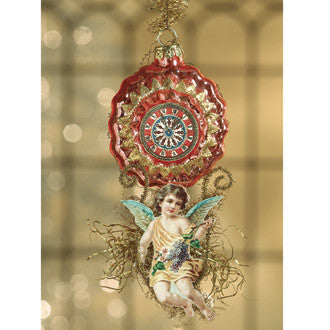 Fanciful Glass Clock with Angel - TheHolidayBarn.com