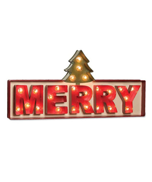 Merry Marquee Sign | Vintage Style Christmas Sign - TheHolidayBarn.com