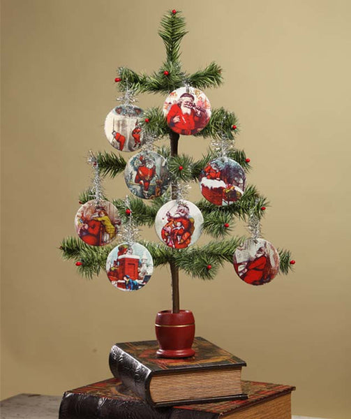 Nast Santa Disc Ornaments | Bethany Lowe - TheHolidayBarn.com