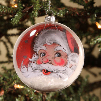 Retro Santa Disc Ornament | Bethany Lowe - TheHolidayBarn.com