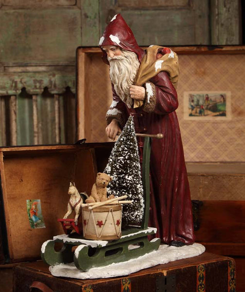 Santa Pushing Sled Table Piece | Bethany Lowe - TheHolidayBarn.com