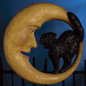 Scaredy Cat In Moon I Bethany Lowe - TheHolidayBarn.com