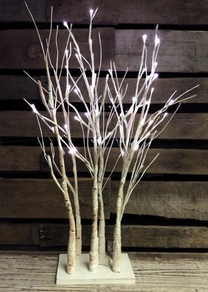 Birch Winter Forest with LED Lights | Trees on Base - TheHolidayBarn.com