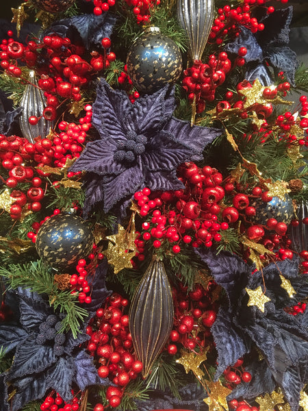 Crabapple Spray Metallic Red Sparkle | Christmas Decorations ...