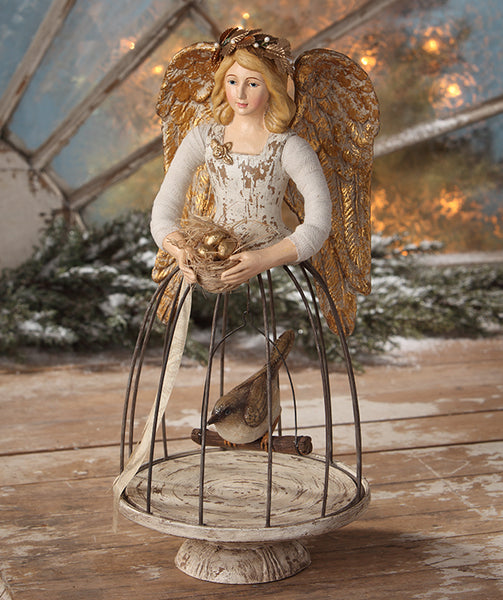 Christmas Angel with Bird Cage and Bird Nest | Angel of Birds ...