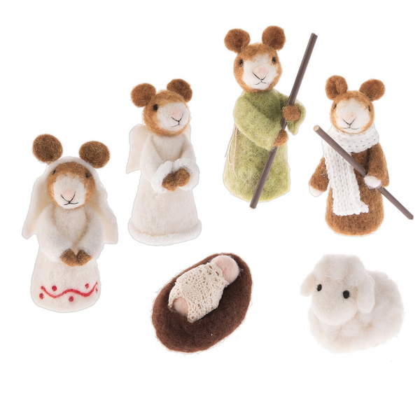 Felted Wool Mouse Nativity | Mother Mary Joseph Jesus Christmas Mice ...
