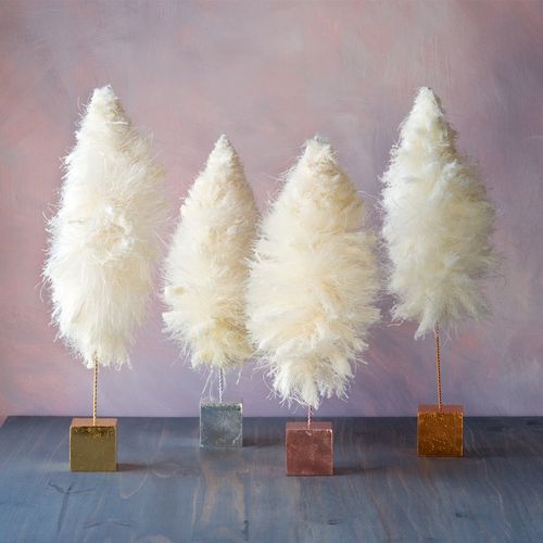 Fluffy Cream Trees | Glitterville Christmas Decorations ...