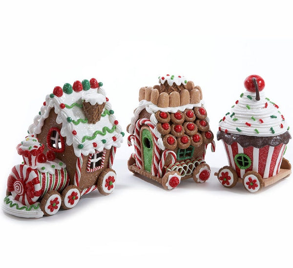 Gingerbread Train with Lights - TheHolidayBarn.com