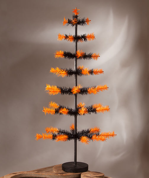 Halloween Two Tone Feather Tree - Black & Orange | Bethany Lowe ...