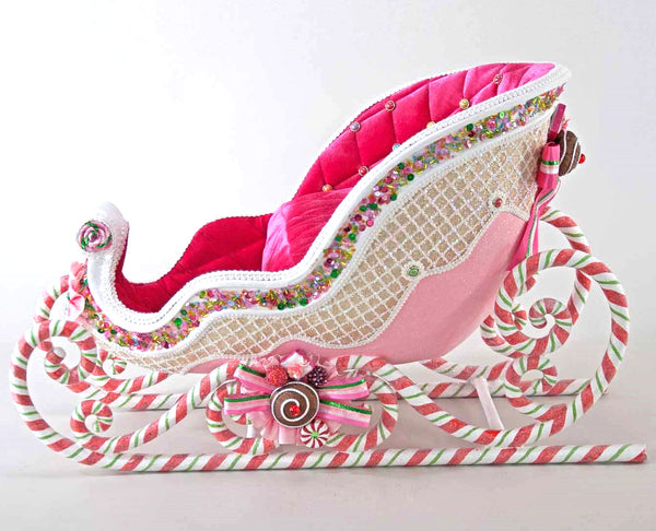 Katherine's Collection Sweet Christmas Sleigh with Candy Canes, Pink ...