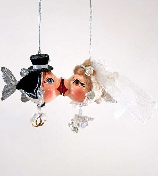 Bride & Groom Kissing Fish Ornaments | Katherine's Collection ...