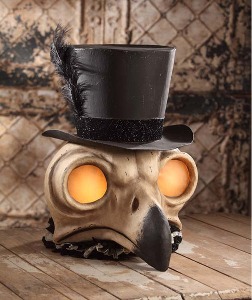 Large Owl Skull with Top Hat Container Bethany Lowe Halloween Skeleton ...