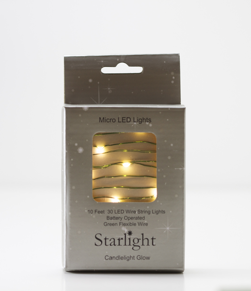 LED Lights Battery Operated Lights on Green Wire - TheHolidayBarn.com