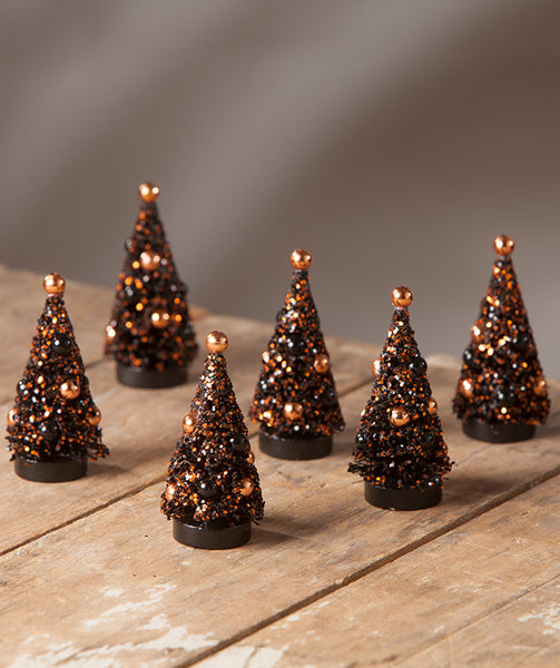 Magic Halloween Glitter Mini Trees | Black Trees with Orange Beads ...