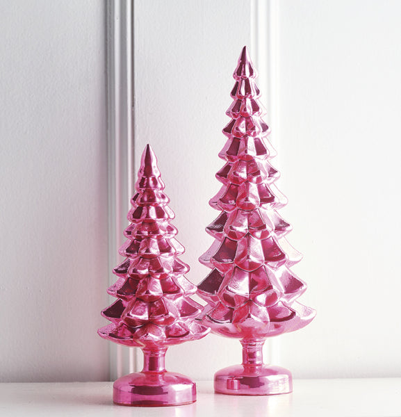 Metallic Pink Glass Trees | Pink Christmas Decorations - TheHolidayBarn.com
