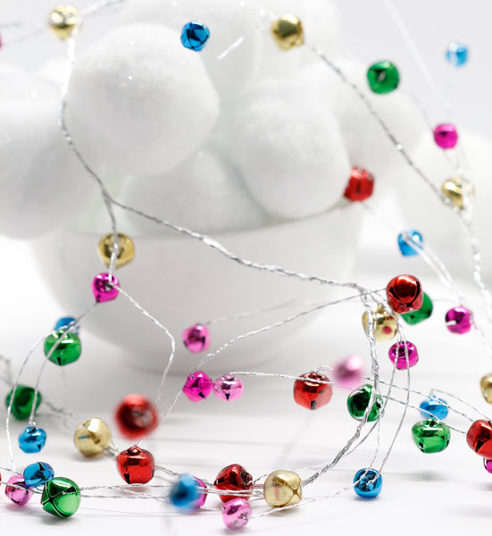 Colorful Mini Jingle Bell Garland - TheHolidayBarn.com