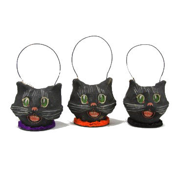Mischievous Cat Buckets - Paper Mache | Retro Halloween Candy Bucket ...