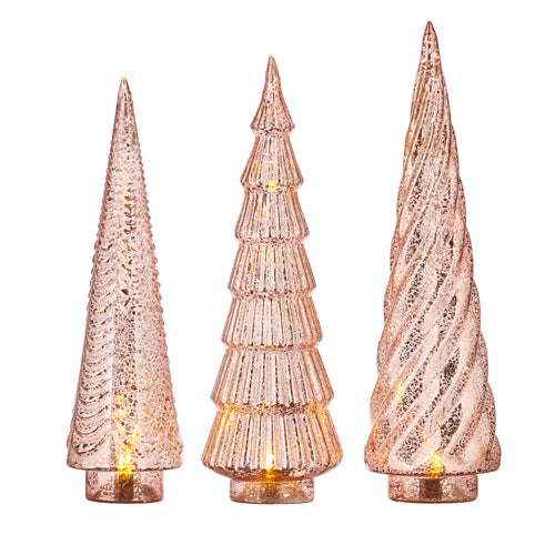 Pink Mercury Glass Trees with Lights | Pink Christmas Decor ...
