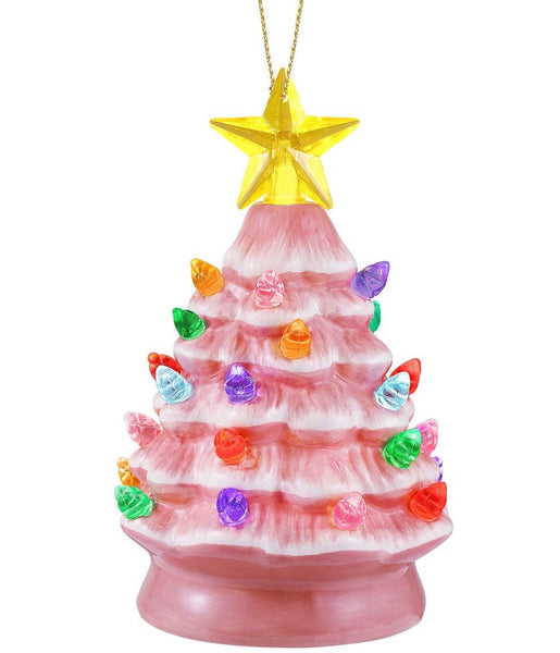 Retro Christmas Mini Pink Ceramic Tree with Multi-Color Lights ...