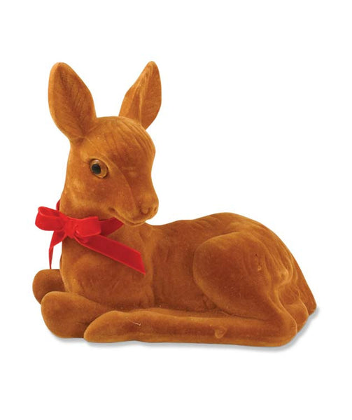 Flocked Retro Fawn Bethany Lowe Christmas Deer - TheHolidayBarn.com