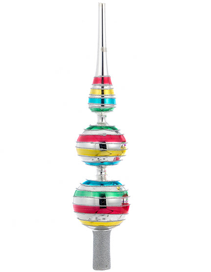 Rainbow Stripe Glass Tree Topper | Retro Christmas Tree Toppers ...