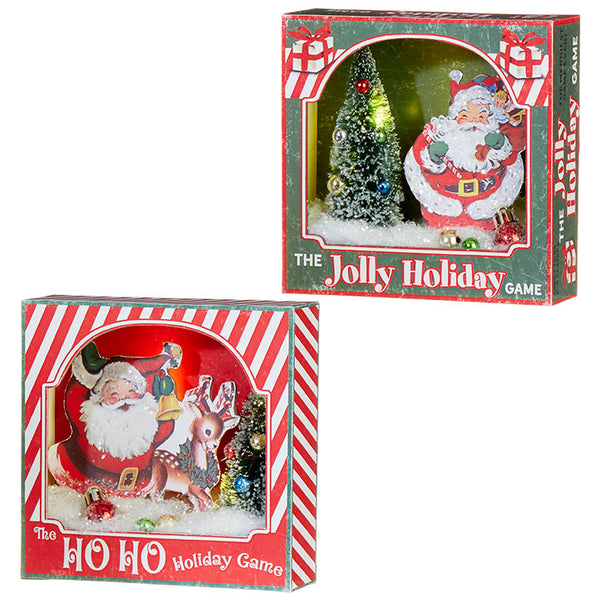 Retro Santa Shadowboxes with Lights - TheHolidayBarn.com