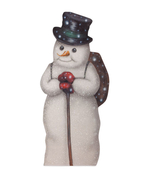 Traveling Snowman Dummy Board 28" Snowman with Top Hat Cane & Backpack ...