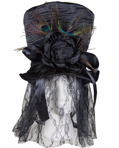 Widow's Top Hat with Lace Veil | Halloween Costume Accessories ...
