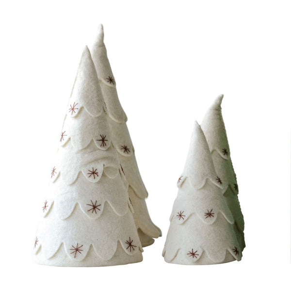 Winter White Felt Trees | Felt Christmas Decorations - TheHolidayBarn.com