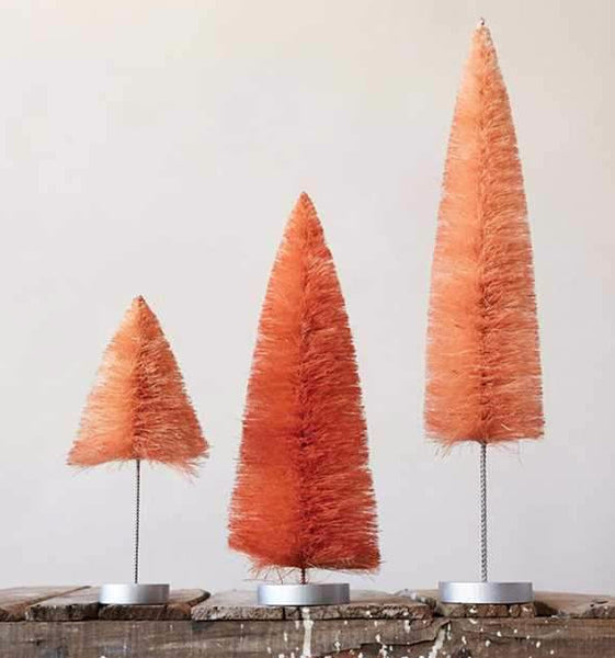 Pink Bottle Brush Trees | Holiday Decorations in Coral Pinks ...